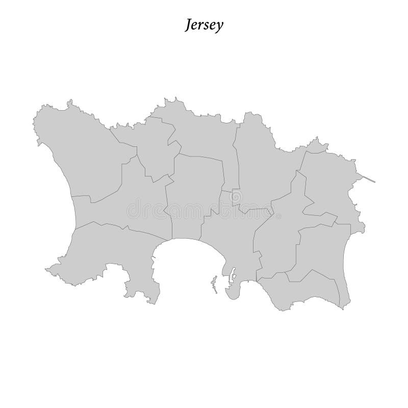 Simple Flat Map of Jersey with Borders Stock Vector - Illustration of ...