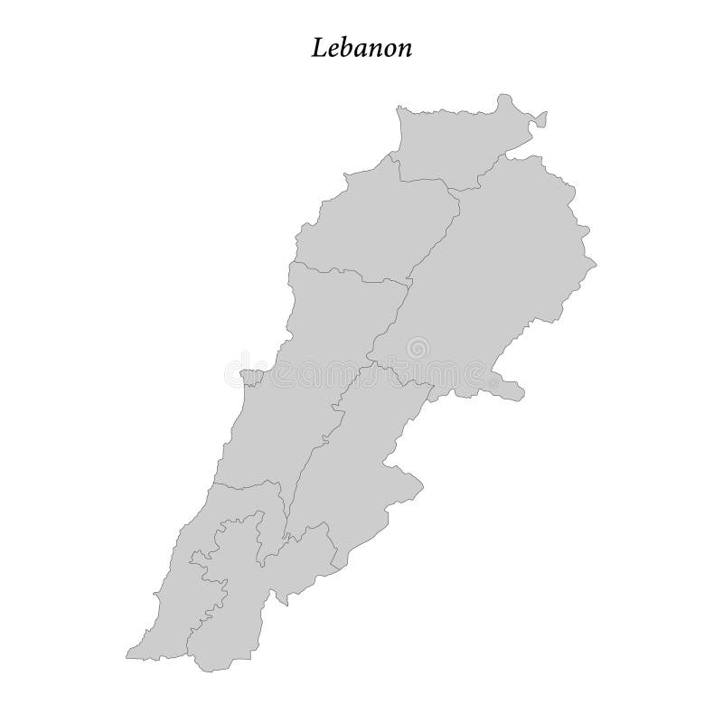 Simple Flat Map of Lebanon with Borders Stock Vector - Illustration of ...