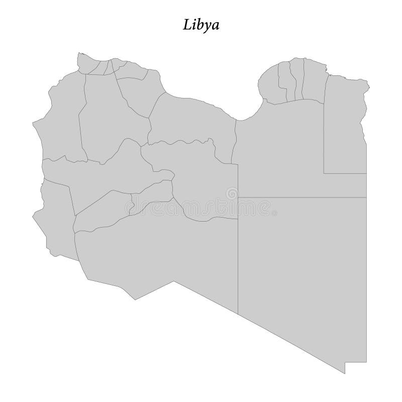 Simple Flat Map of Libya with Borders Stock Vector - Illustration of ...