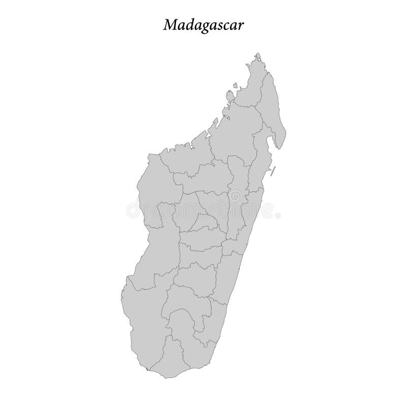 Simple Flat Map of Madagascar with Borders Stock Illustration ...