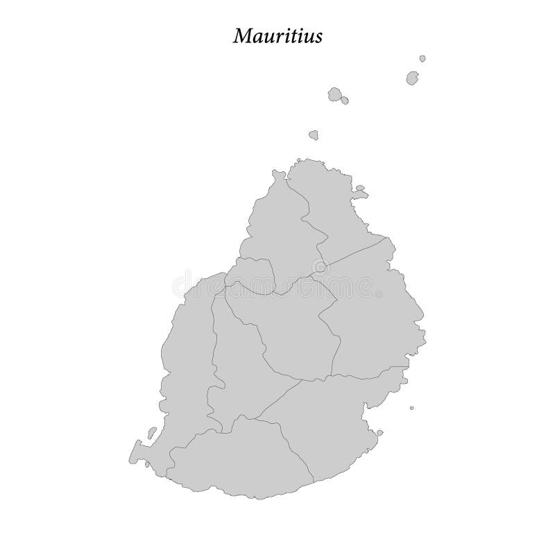 Simple Flat Map of Mauritius with Borders Stock Vector - Illustration ...