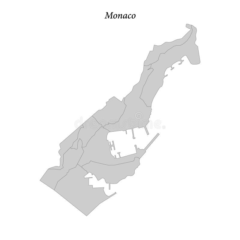 Simple Flat Map of Monaco with Borders Stock Vector - Illustration of ...