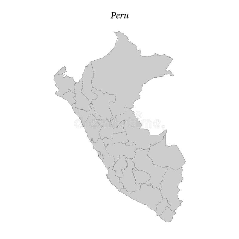 Simple Flat Map of Peru with Borders Stock Vector - Illustration of ...