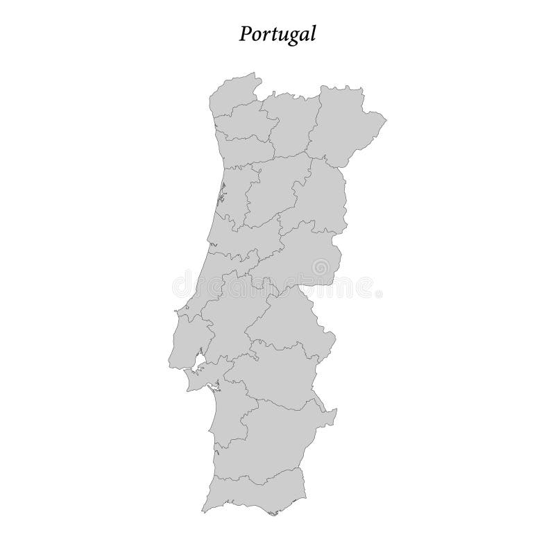 Simple Flat Map of Portugal with Borders Stock Vector - Illustration of ...