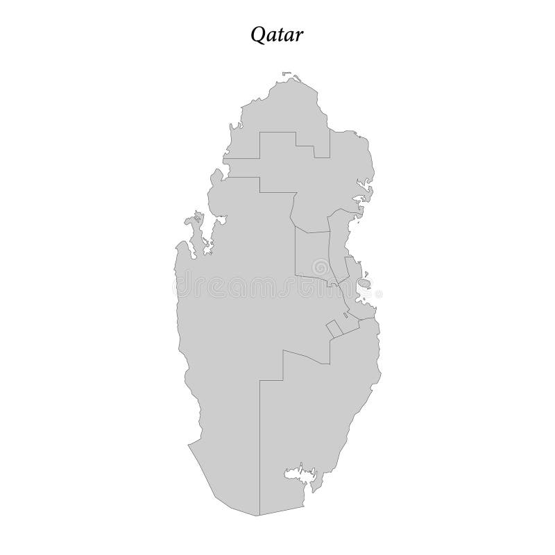 Simple Flat Map of Qatar with Borders Stock Vector - Illustration of ...