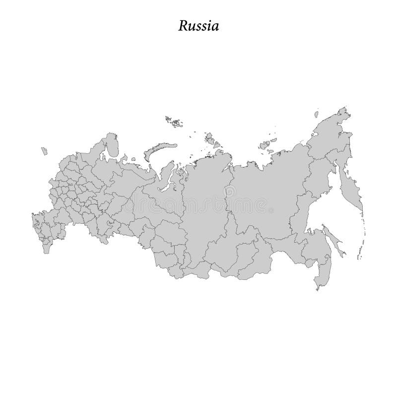 Simple Flat Map of Russia with Borders Stock Vector - Illustration of ...