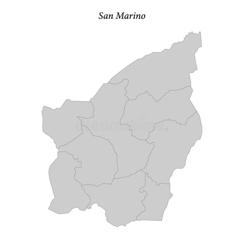 Simple Flat Map of San Marino with Borders Stock Vector - Illustration ...