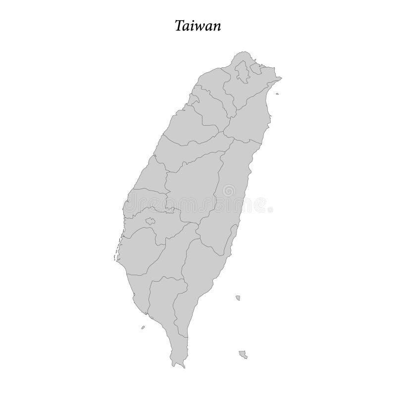 Simple Flat Map of Taiwan with Borders Stock Vector - Illustration of ...
