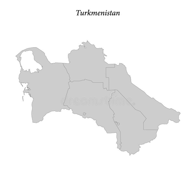 Simple Flat Map of Turkmenistan with Borders Stock Illustration ...