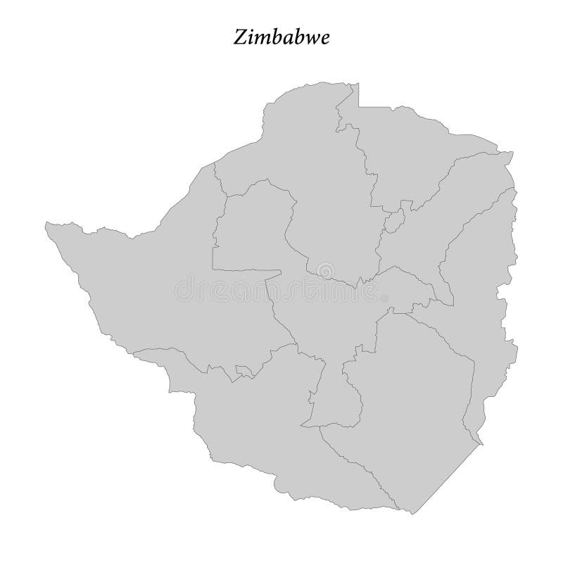 Simple Flat Map of Zimbabwe with Borders Stock Vector - Illustration of ...