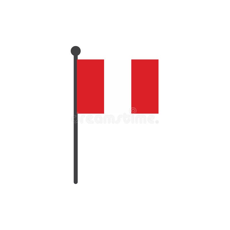 Simple Flat Peru Flag Vector Illustration With Flagpole Isolated On ...