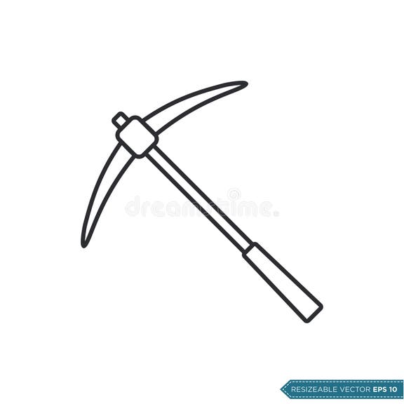 Black Color Simple Flat Pickax Icon Vector Template Illustration Design ...