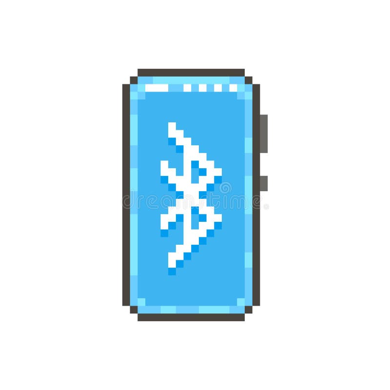 Simple Flat Pixel Art Illustration of Modern Smartphone with Bluetooth ...