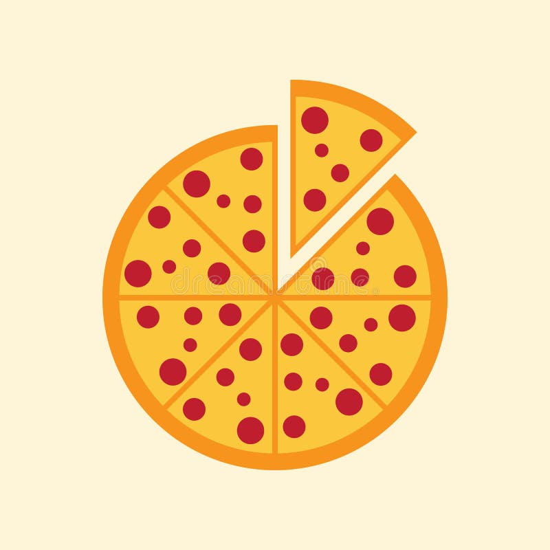 Simple flat pizza icon stock vector. Illustration of emblem - 88057582