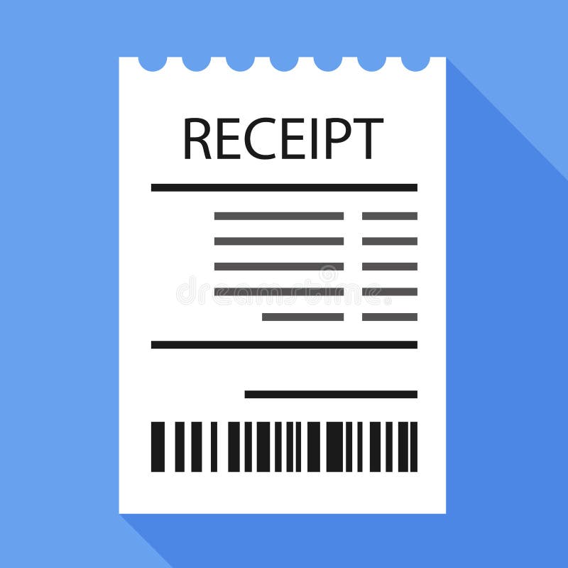 Simple, Flat Receipt Icon Design. On A Blue Background, Casting A ...