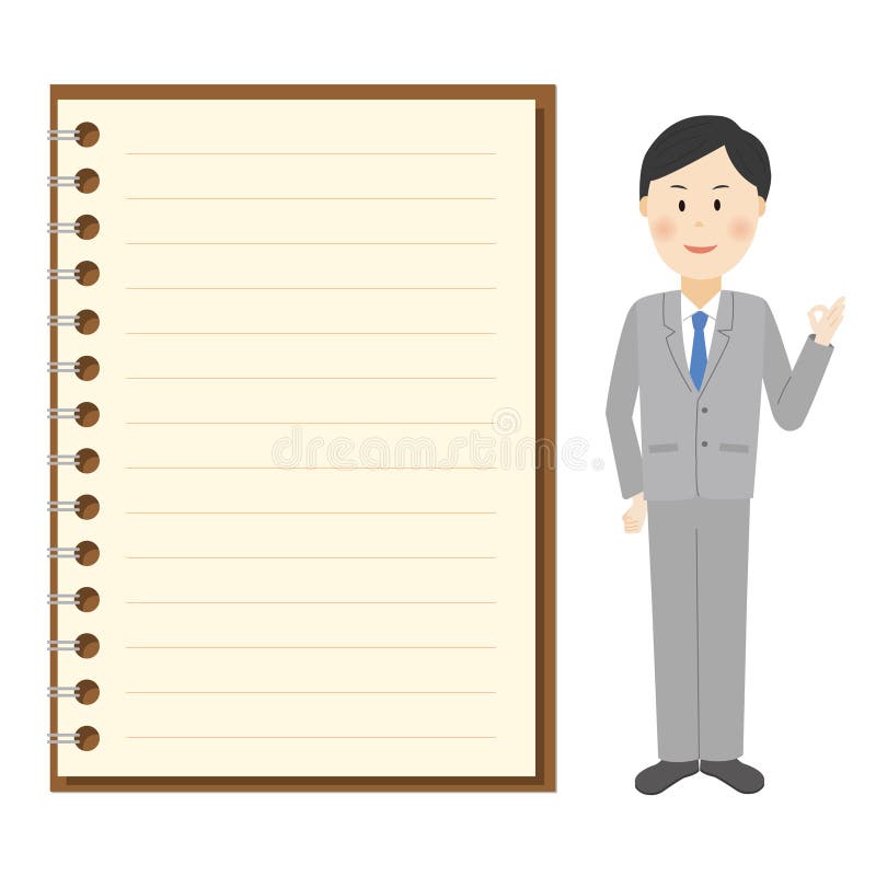 Simple and Flat Ring Notebook and Business Person Stock Illustration ...