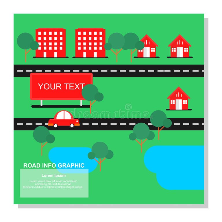 Simple Flat Road Map Design Stock Vector - Illustration of funtech1999 ...