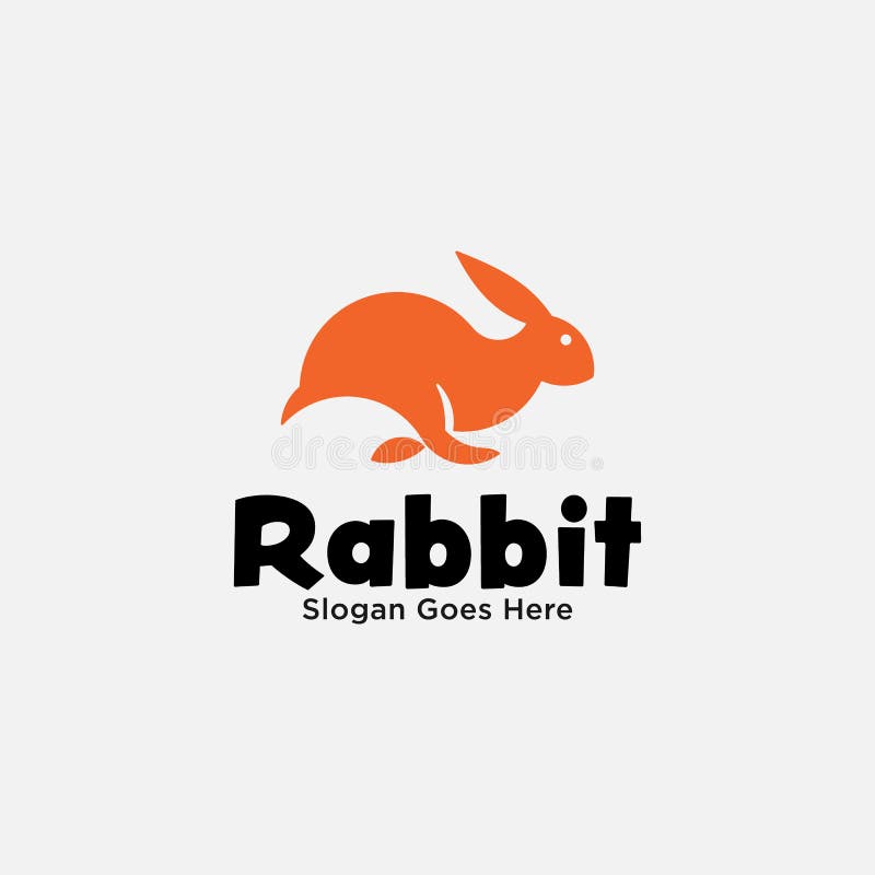 Simple Flat Running Rabbit Logo Design Template Stock Vector ...