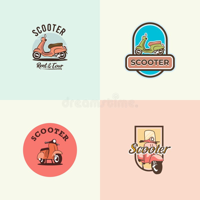 Simple Flat Scooter Logo Design Vector Stock Image Stock Illustration ...