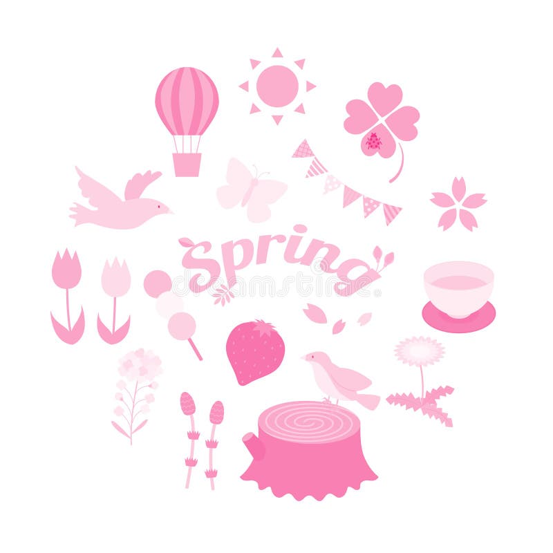 A Set of Simple and Flat Spring Illustrations Stock Vector ...