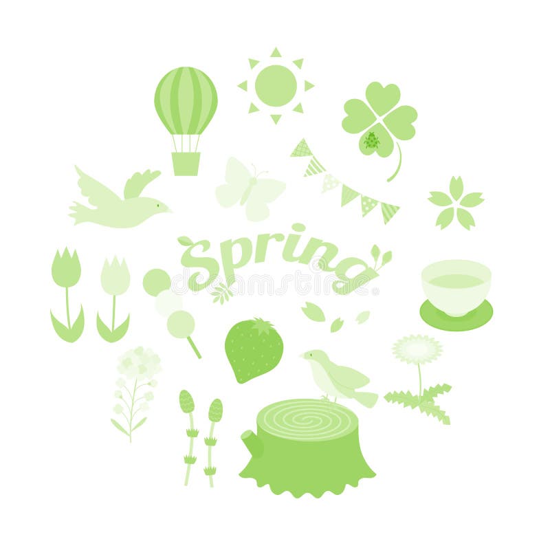 A Set of Simple and Flat Spring Illustrations Stock Vector ...