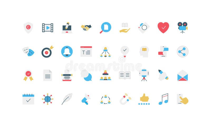 Simple Flat Storytelling and Media Icon Set Stock Vector - Illustration of digital, review ...