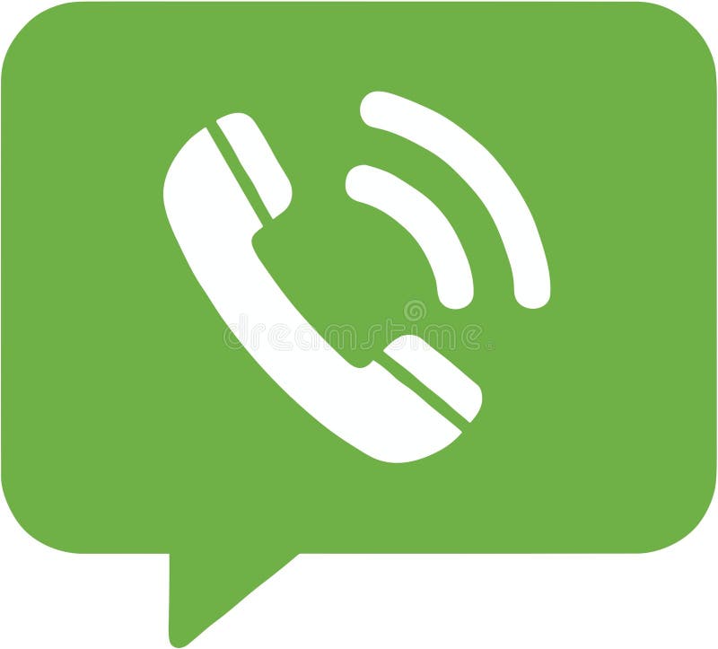 Simple Flat Style Telephone Call Notification Sign Icon on Green ...