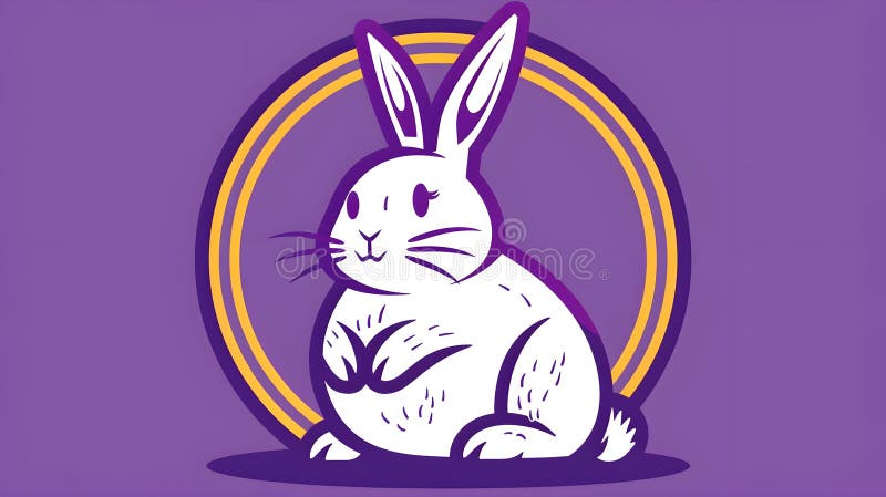 Simple Flat Style Rabbit Illustration on Purple Background Generative ...