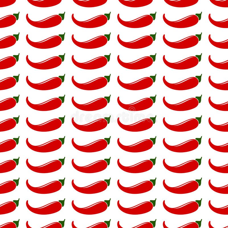 Simple Flat Style Red Chili Pepper Illustration. Vector Seamless ...