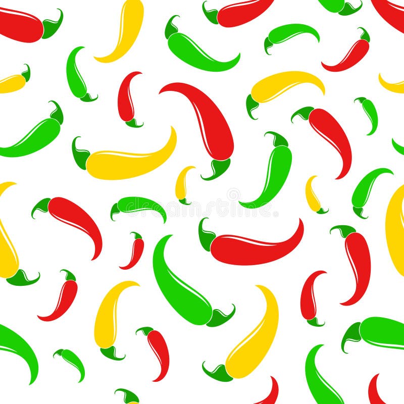 Simple Flat Style Red Chili Pepper Illustration. Vector Seamless ...