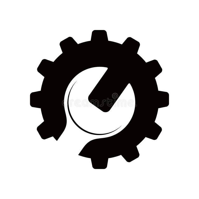 Simple Flat Style Tool Cogwheel Wrench Icon Shape Symbol Stock Vector ...
