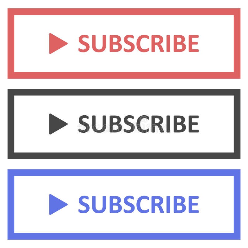 Simple, Flat Subscribe Button Frame. Three Variations. Isolated on ...