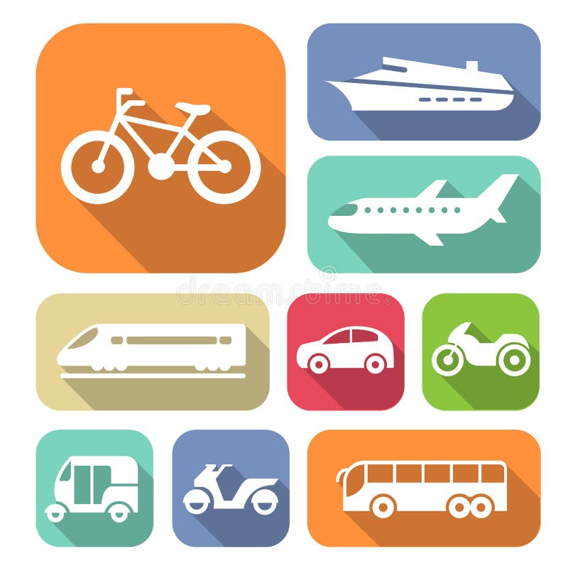 Simple Flat Transport Icons Stock Vector - Illustration of sailing ...