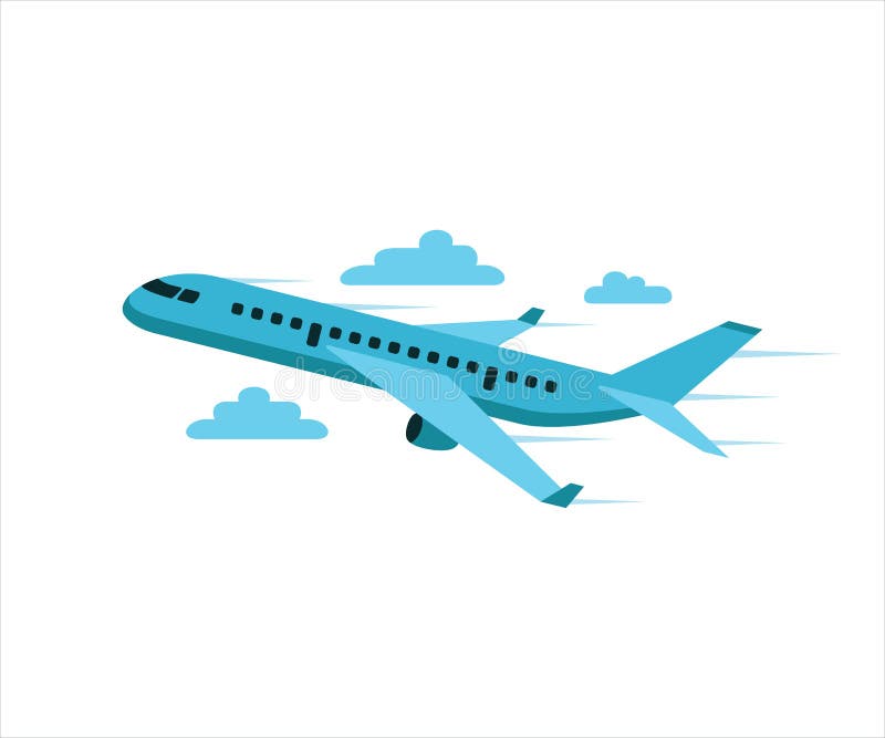 Simple Flat Vector Design of Airplane Flying Climb Up in the Sky ...