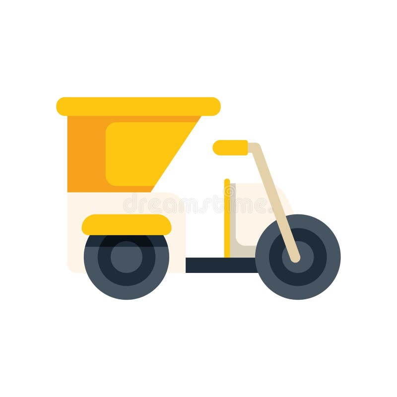 Yellow Motorized Cargo Tricycle Carrying Load Side View Stock Vector ...