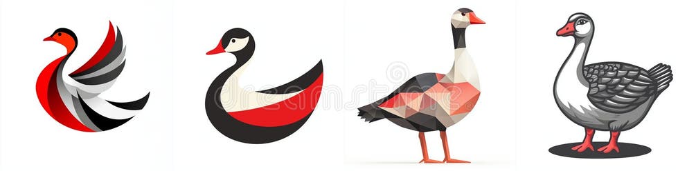 Simple Flat Vector Logo Design Featuring Four Stylized Geese for Peace ...