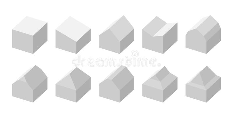 Simple Flat Vector Set of Different House Roof Shapes Stock Vector ...