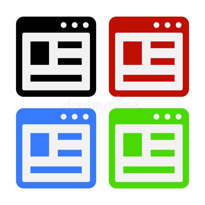 Simple, Flat Web Page Icon. Four Variations. Isolated on White Stock ...