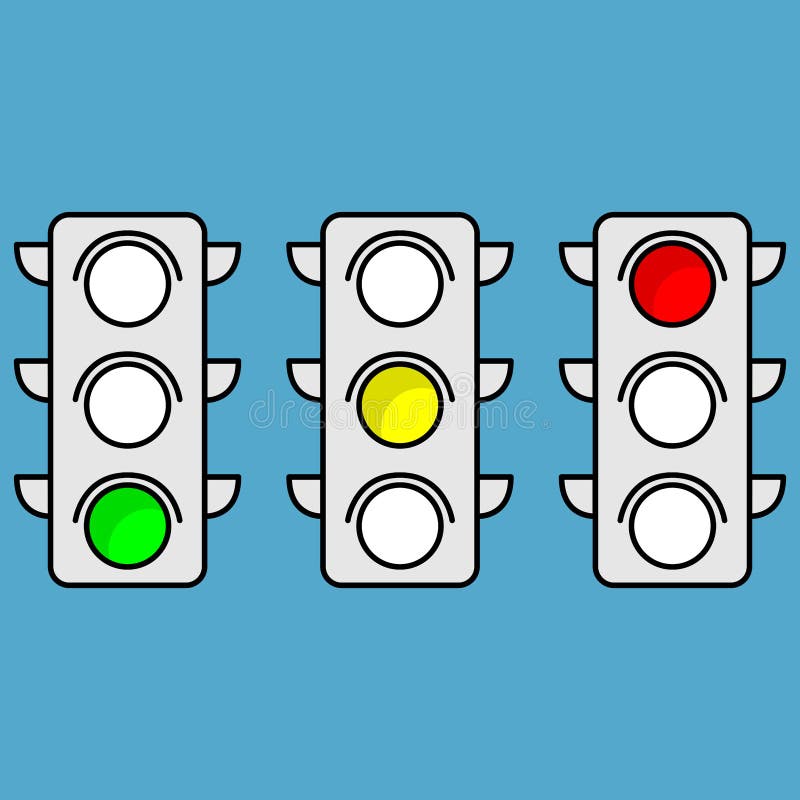 Simple, Flat White/grey Traffic Light Icon. Isolated on a Light-blue ...