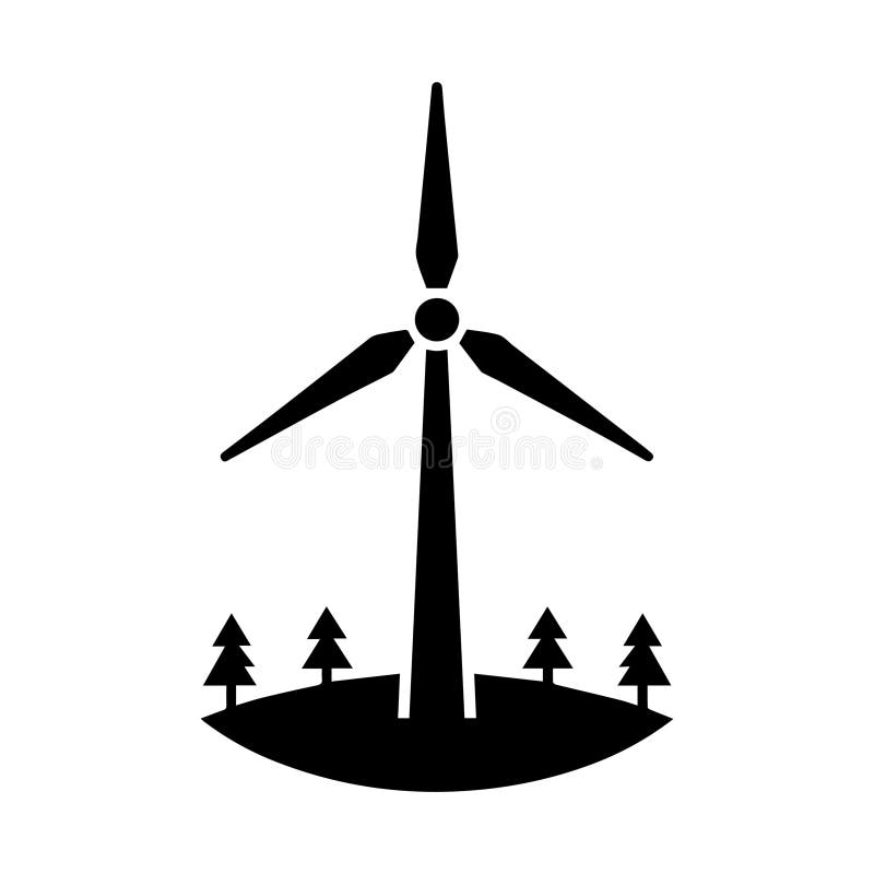 Simple Flat Wind Turbine Vector Illustration Logo. Stock Vector ...