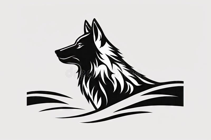 Simple Flat Wolf Logo in Minimal Style Stock Illustration ...