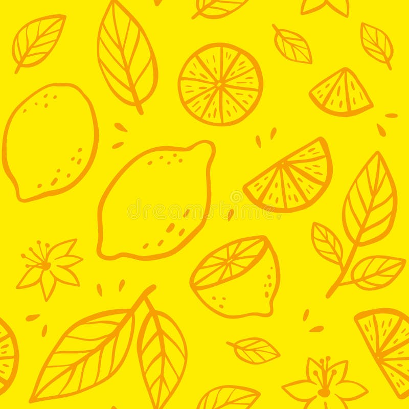 Simple Flat Yellow Lemon Seamless Pattern, Vector Illustration Stock ...