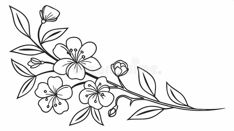Simple Floral Corner with Blossoms Vector Design Generative AI Stock ...