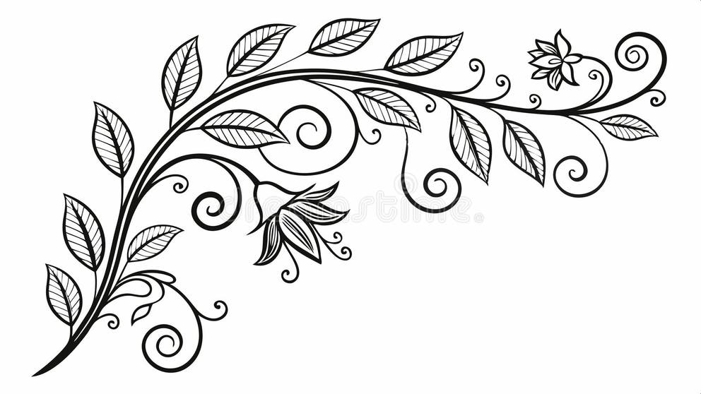 Simple Floral Corner Design, Minimal Botanical and Decorative Element ...