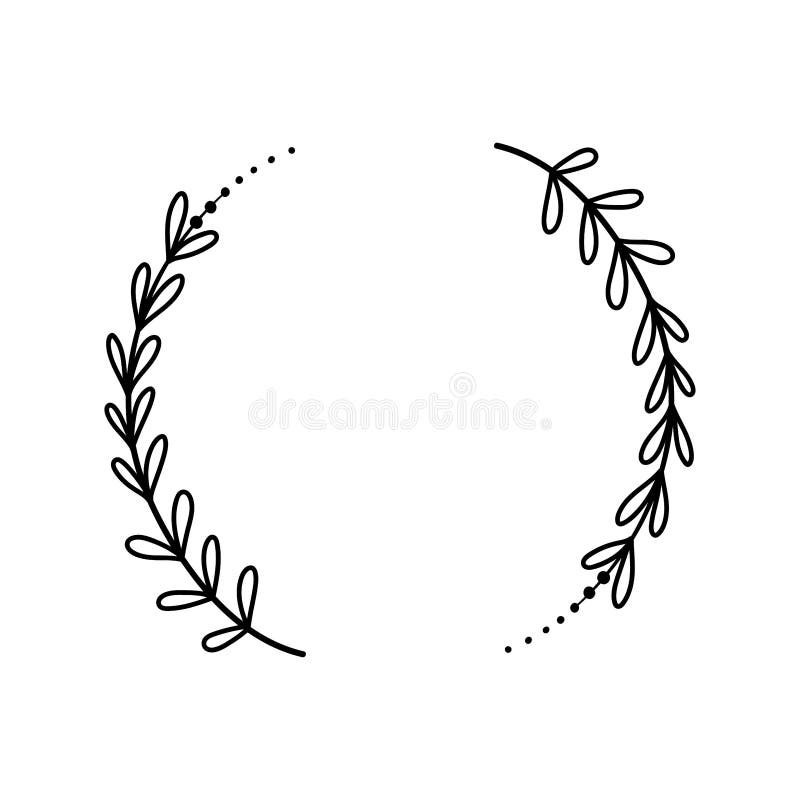 Simple Floral Frame Decorative Wreath Line Vector Stock Vector ...