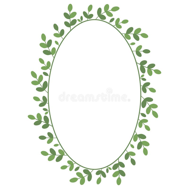 Simple Floral Frame. Oval Border. Design Element for Greeting Card ...