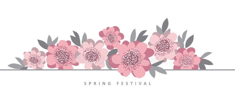 Simple Floral Landscape Composition Stock Vector - Illustration of ...