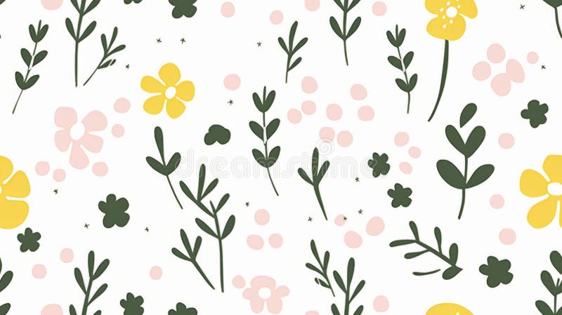 Simple Floral Pattern in Freehand Style. Cute Pattern for Textile ...