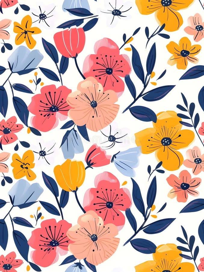 Simple Floral Pattern Vector Design for Background Stock Illustration ...