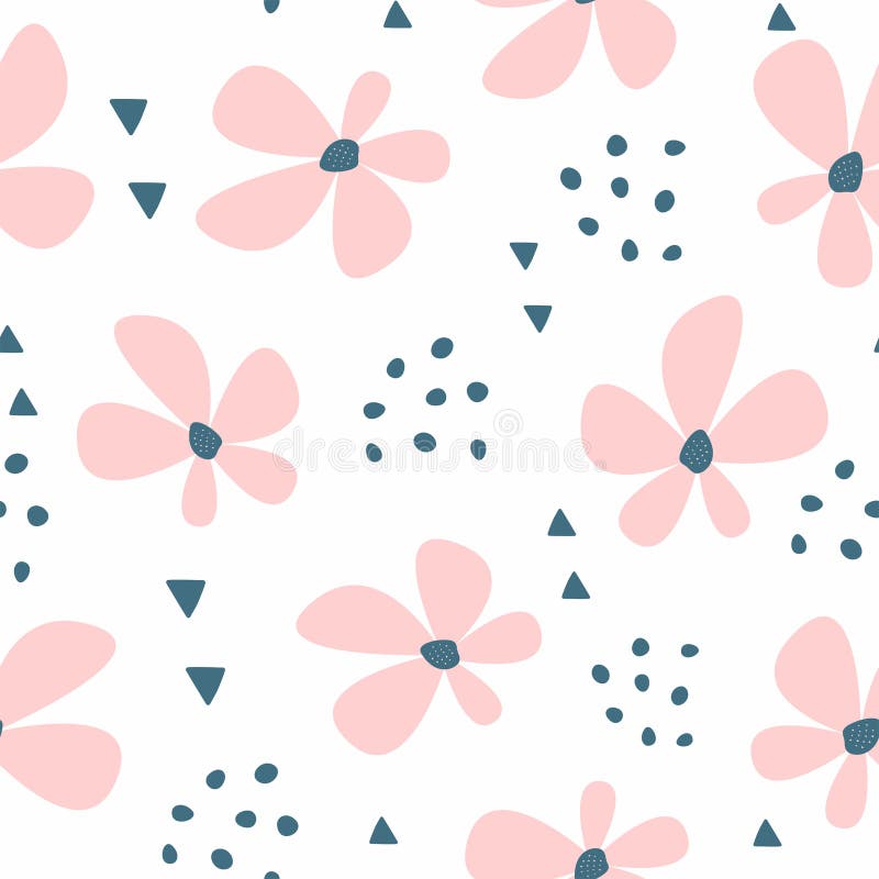 Simple Floral Seamless Pattern. Cute Girly Print Stock Vector ...